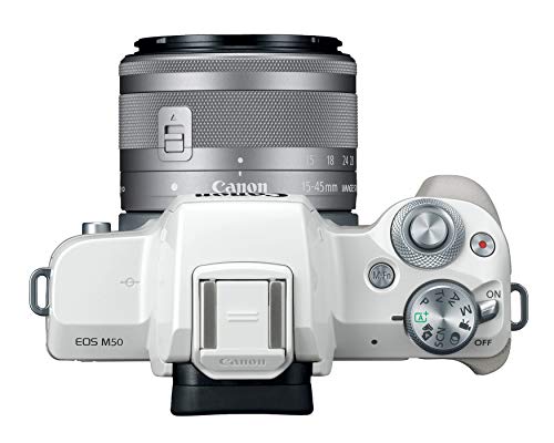 Canon EOS M50 Mirrorless Camera Kit w/EF-M15-45mm Lens and 4K Video (White) (Renewed)