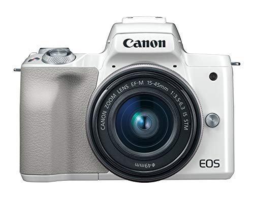 Canon EOS M50 Mirrorless Camera Kit w/EF-M15-45mm Lens and 4K Video (White) (Renewed)