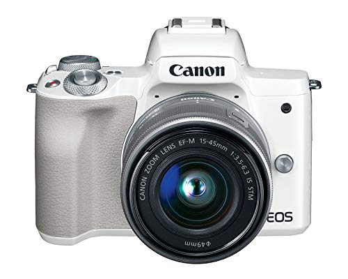 Canon EOS M50 Mirrorless Camera Kit w/EF-M15-45mm Lens and 4K Video (White) (Renewed)