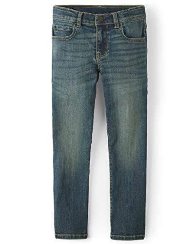 The Children's Place boys Stretch Straight Leg Jeans, Aged Indigo Single, 14 Slim US