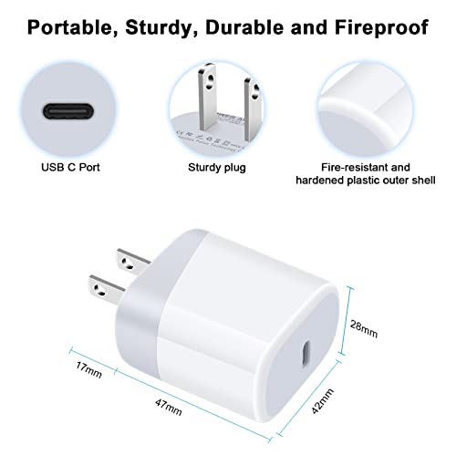 USB C Fast Wall Charger Block for Samsung Galaxy S23, A53 5G, A54, A14, A23, A13, A03s, A32, A42, A52, A51, A71, S22, S22 5G, S22 Ultra, S21 FE, S20, S10, S10e, S9, S8, Charging Adapter Plug
