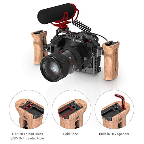 SmallRig Universal Side Wooden NATO Handle Grip DSLR Camera Cage w/Cold Shoe Mount Built-in Wrench, Threaded Holes β 2187