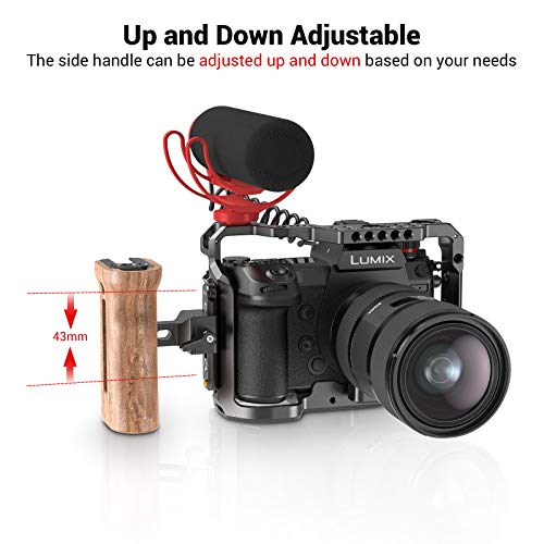 SmallRig Universal Side Wooden NATO Handle Grip DSLR Camera Cage w/Cold Shoe Mount Built-in Wrench, Threaded Holes β 2187