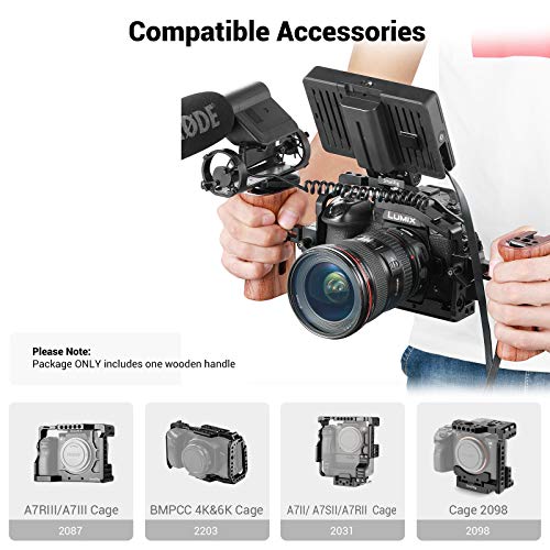 SmallRig Universal Side Wooden NATO Handle Grip DSLR Camera Cage w/Cold Shoe Mount Built-in Wrench, Threaded Holes β 2187