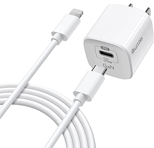 iPad Charger Fast Charging [MFi Certified], Quntis 30W GaN Quick Charger for iPhone iPad with 6.6FT USB C to Lightning Cable Compatible for iPad Pro/iPad Air/iPhone 14/14 Pro/14 Pro Max/13/12/11/XS