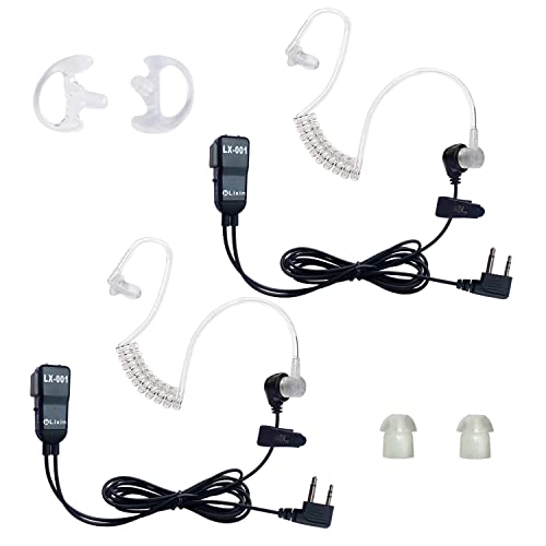 Lixin Two Way Radio Earpiece, Walkie Talkie Headset,Transparent Security HeadphonesCompatible Midland AVPH3,for Midland Walkie Talkie with PTT/VOX -Black (Pair)