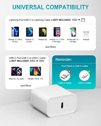 USB C Fast Charger Block【3-Pack】 20W USB C Wall Charger PD 3.0 Power Brick Adapter Compatible with 13/12/11 Pro Max/Pro/Mini/Xs Max/XR/X