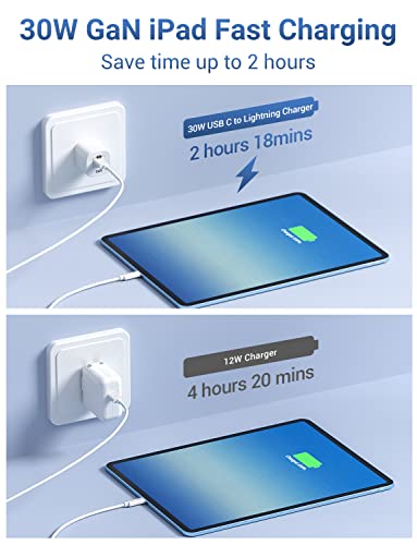 iPad Charger Fast Charging [MFi Certified], Quntis 30W GaN Quick Charger for iPhone iPad with 6.6FT USB C to Lightning Cable Compatible for iPad Pro/iPad Air/iPhone 14/14 Pro/14 Pro Max/13/12/11/XS