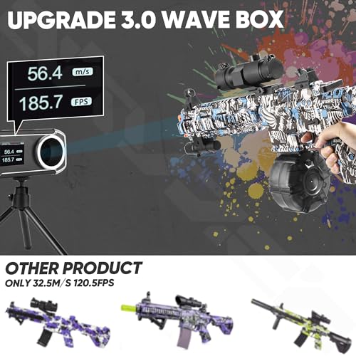 Large Gel Ball Blaster with Drum, M416 Manual & Automatic Dual Mode 40000 Water Beads, for Outdoor Activities - Shooting Team Game, Ages 12+, Blue Devil