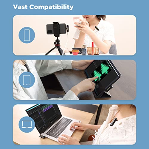 CalmGeek BY-WM3T2-D2 One-Trigger-Two Mini 2.4G Wireless Microphone System Clip-on Microphones 50M Transmission Built-in Battery Replacement for 13/12/11/10 Vlog Live Streaming