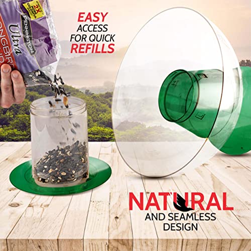 Defender Bird Feeder Squirrel Proof for Outside, Easy to Fill, Handicap Friendly Squirrel Proof Bird Feeders with Attached Planter for Garden Decoration, Anti Squirrel Bird Feeder (Green)