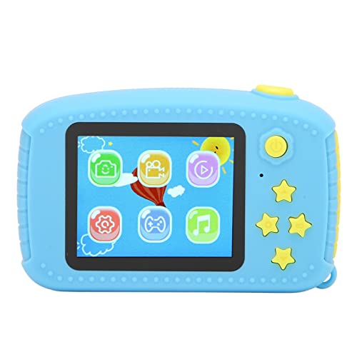Kids Cartoon Camera, Front and Rear Dual Cameras Kids Camera Eco Friendly Multiple Fun Photo Frames ABS for Outdoor for 3β10 Years Old Kids (Blue)