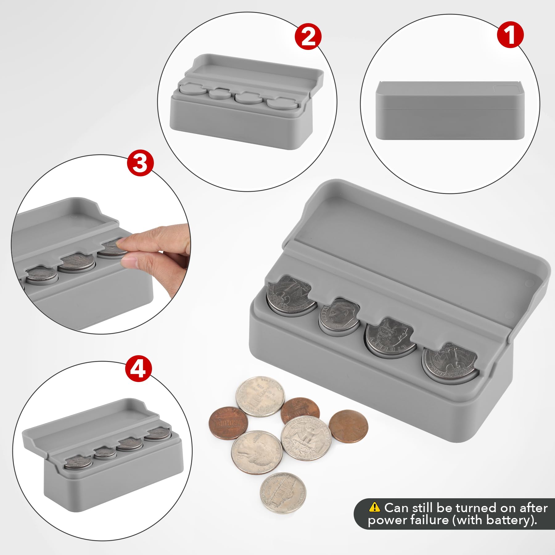 SINGARO Coin Holder for Car, Coin Change Organizer Compatible with Coins of Different Sizes, Dash-Mounted Holder Suitable for Most Cars, Trucks(Gray)