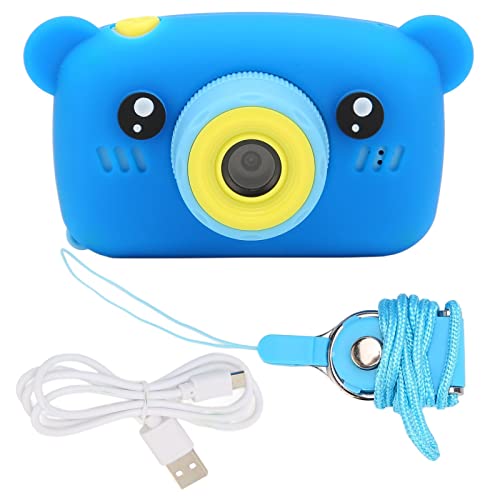 Kids Cartoon Camera, Front and Rear Dual Cameras Kids Camera Eco Friendly Multiple Fun Photo Frames ABS for Outdoor for 3β10 Years Old Kids (Blue)