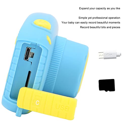 Kids Cartoon Camera, Front and Rear Dual Cameras Kids Camera Eco Friendly Multiple Fun Photo Frames ABS for Outdoor for 3β10 Years Old Kids (Blue)