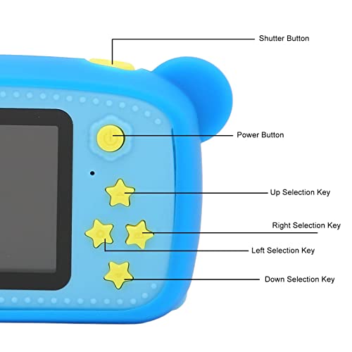 Kids Cartoon Camera, Front and Rear Dual Cameras Kids Camera Eco Friendly Multiple Fun Photo Frames ABS for Outdoor for 3β10 Years Old Kids (Blue)