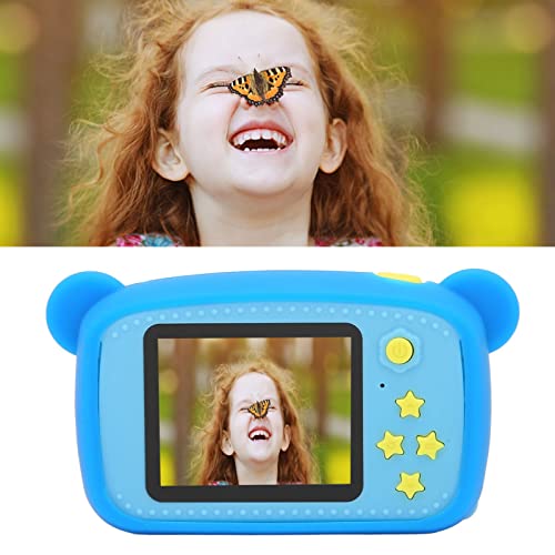 Kids Cartoon Camera, Front and Rear Dual Cameras Kids Camera Eco Friendly Multiple Fun Photo Frames ABS for Outdoor for 3β10 Years Old Kids (Blue)