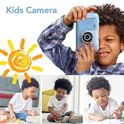 Kids Camera, 2.4Inch IPS HD Screen 180 Degree Front Back Flip Camera Design, Photo Video Game MP3 Function, Digital Camera for Kids Ages 3 to 9