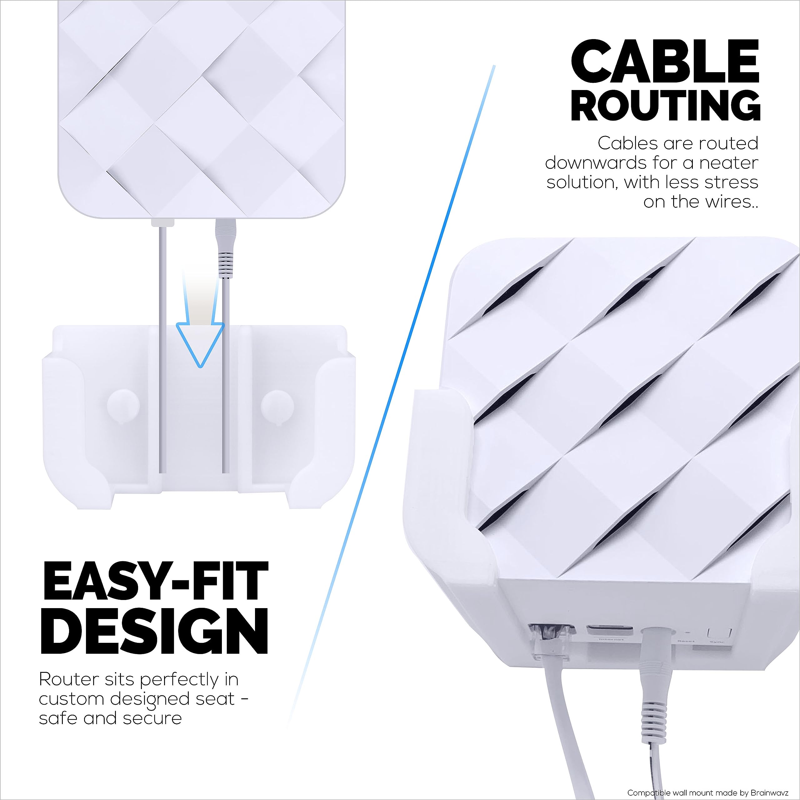 Adhesive Wall Mount for Netgear Orbi RBK13 Router, Strong VHB Adhesive, Easy to Install, Reduce Interference & Increase Range, Stick On & Screw-in Mounting by Brainwavz