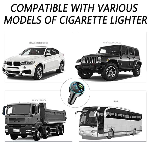 4-Port USB Car Charger,Car Charger Adapter Fast Charging Cigarette Lighter USB Charger with Blue LED,2.4A+PD+QC3.0 Ports Car Charger Adapter Compatible with iPhone/Android(QC3.0+2.4A+2.4A+PD)