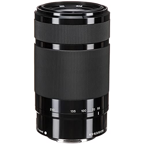 Sony E 55-210mm f/4.5-6.3 OSS Lens (Black) (SEL55210/B) + Filter Kit + Lens Cap Keeper + Cleaning Kit + More (Renewed)