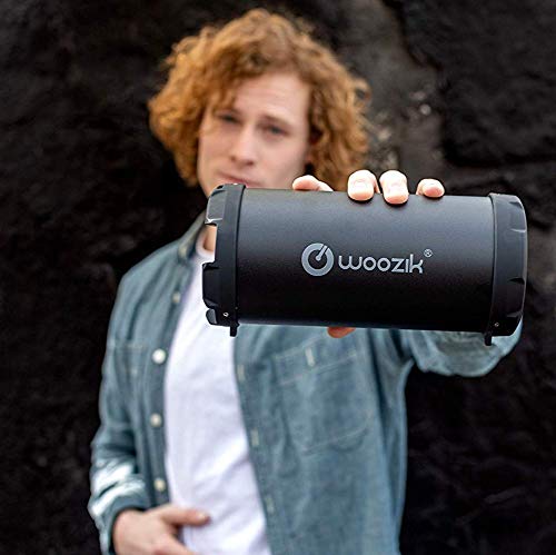WOOZIK Rockit Go / S213 Bluetooth Speaker, Wireless Boombox Indoor/Outdoor with FM Radio,Micro SD Card, USB, AUX 3.5mm Support, Rechargeable Battery, Strap for Travel, Great for Parties! - Black