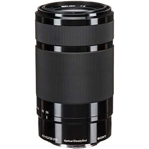 Sony E 55-210mm f/4.5-6.3 OSS Lens (Black) (SEL55210/B) + Filter Kit + Lens Cap Keeper + Cleaning Kit + More (Renewed)