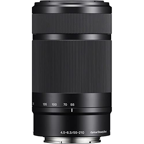 Sony E 55-210mm f/4.5-6.3 OSS Lens (Black) (SEL55210/B) + Filter Kit + Lens Cap Keeper + Cleaning Kit + More (Renewed)
