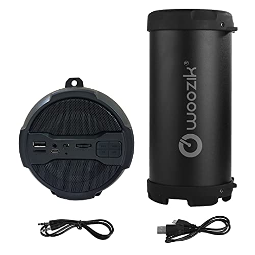 WOOZIK Rockit Go / S213 Bluetooth Speaker, Wireless Boombox Indoor/Outdoor with FM Radio,Micro SD Card, USB, AUX 3.5mm Support, Rechargeable Battery, Strap for Travel, Great for Parties! - Black