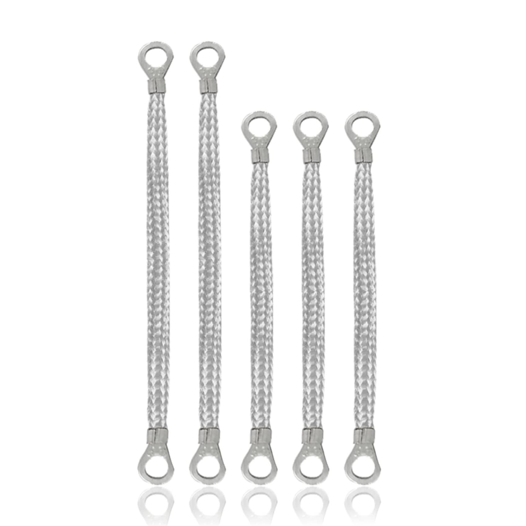 HAOBO 5PCS Universal Automotive Ground Straps, Ground Wire, 3pcs 10" x1/2" & 2pcs 13" x1/2" Tinned Copper Vehicle Grounding Cable Straps, Flat Braided Copper Ground Strap Fit for Most Vehicles