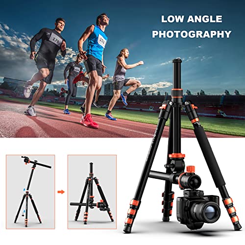 PHOPIK Camera Tripod 76 Inch Camera Tripod with Rotatable Horizontal Center Column, Aluminium Professional Tripod for DSLR with 360 Degree Ball Head, Quick Release Plate