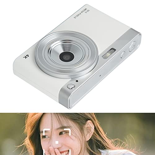4K Digital Video Camera, 2.88 inch IPS 50MP 16X Zoom Vlogging Camera with Fill Light, Portable Mini HD Mirrorless Camera Autofocus Shooting for Students, Teens, Kids(White)