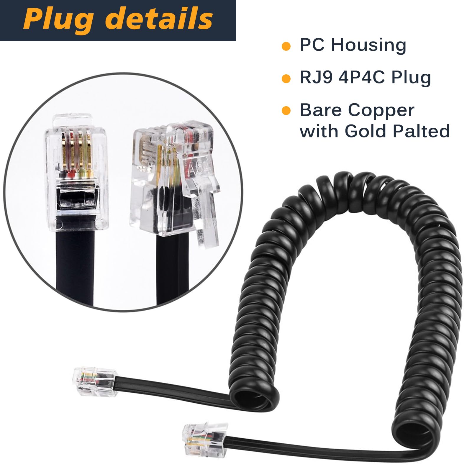 YIENFBEV Telephone Handset Cord Detangler 1 Set, 1 Pack 360 Degree Rotating/Anti-Tangle Landline Cable and 1 Pack Telephone Handset Cord 7.5 Foot Uncoiled (1.2 Foot Coiled)
