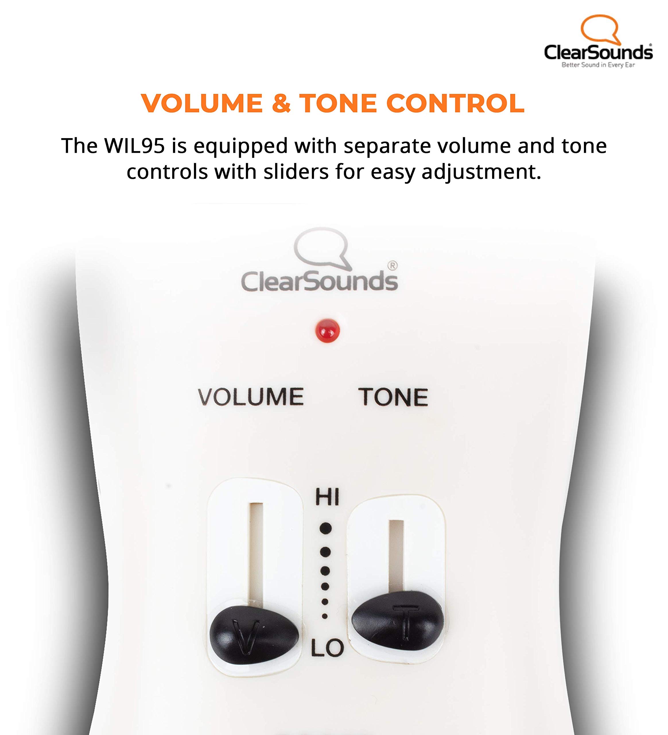 ClearSounds WIL95 UltraClear Portable Telephone Amplifier for Corded Digital and VoIP Phones with Up to 40dB Amplification, AC Powered (White)