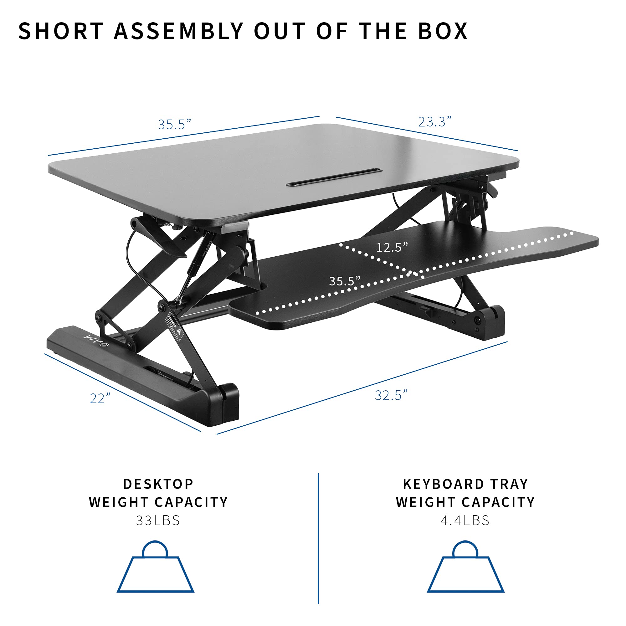 VIVO Black Deluxe Height Adjustable 36 inch Standing Desk Converter, Sit Stand Tabletop Dual Monitor and Laptop Riser Workstation, DESK-V000DB