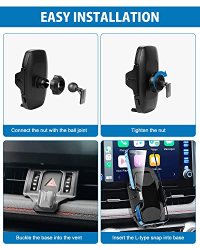Cartist Car Phone Holder Mount Fit for Toyota RAV4 2019-2023 Accessories Adjustable Air Vent Mount Holder Cradle (ONLY Fit Danger Button Have Knob Dial) Compatiable with All Smartphones
