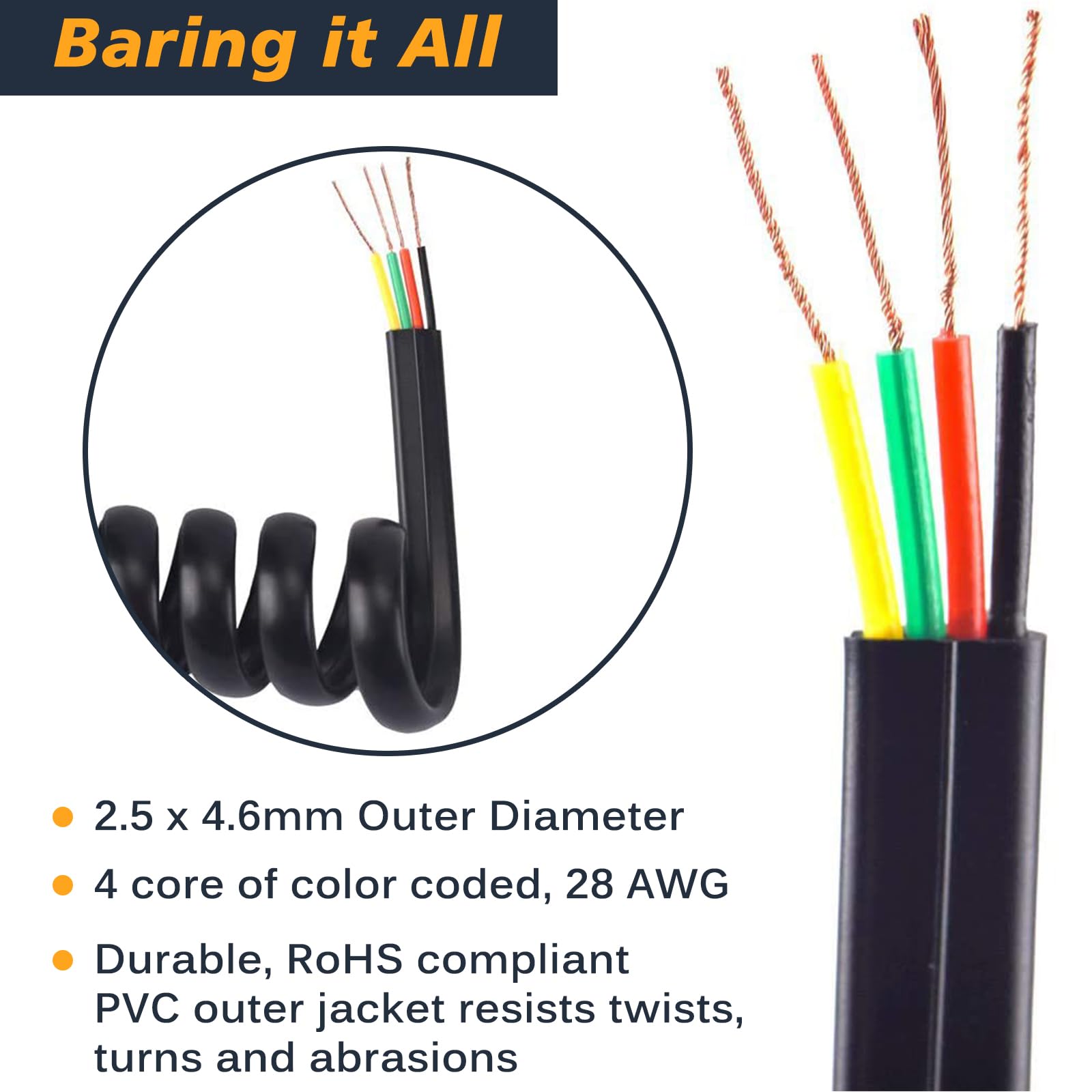 YIENFBEV Telephone Handset Cord Detangler 1 Set, 1 Pack 360 Degree Rotating/Anti-Tangle Landline Cable and 1 Pack Telephone Handset Cord 7.5 Foot Uncoiled (1.2 Foot Coiled)