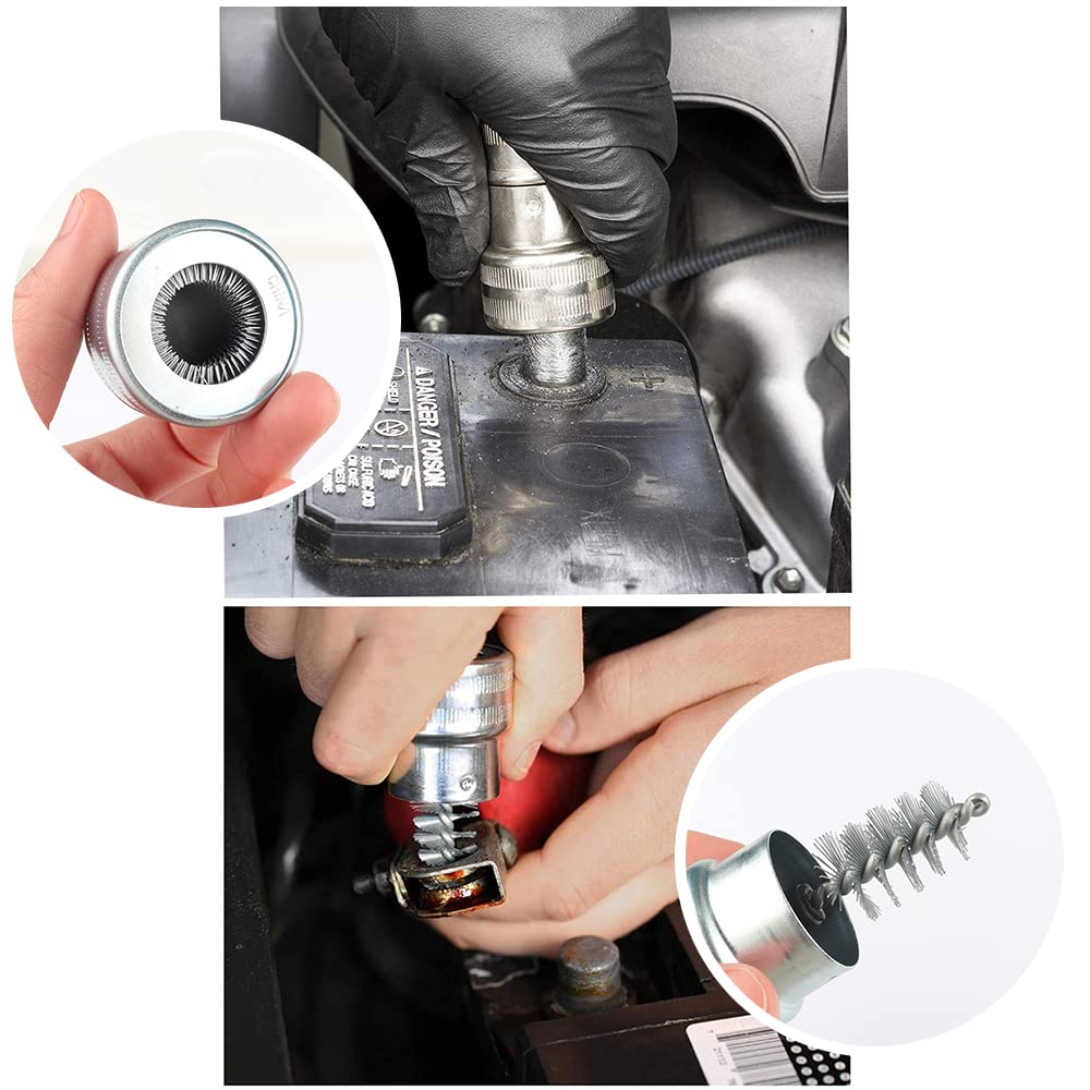 12 in 1 Battery Terminal Cleaner Kit - Must Have Tool Best for Extend Car Marine Battery Life with 10PCS Fiber Washers Protector and 2PCS Cleaning Brush
