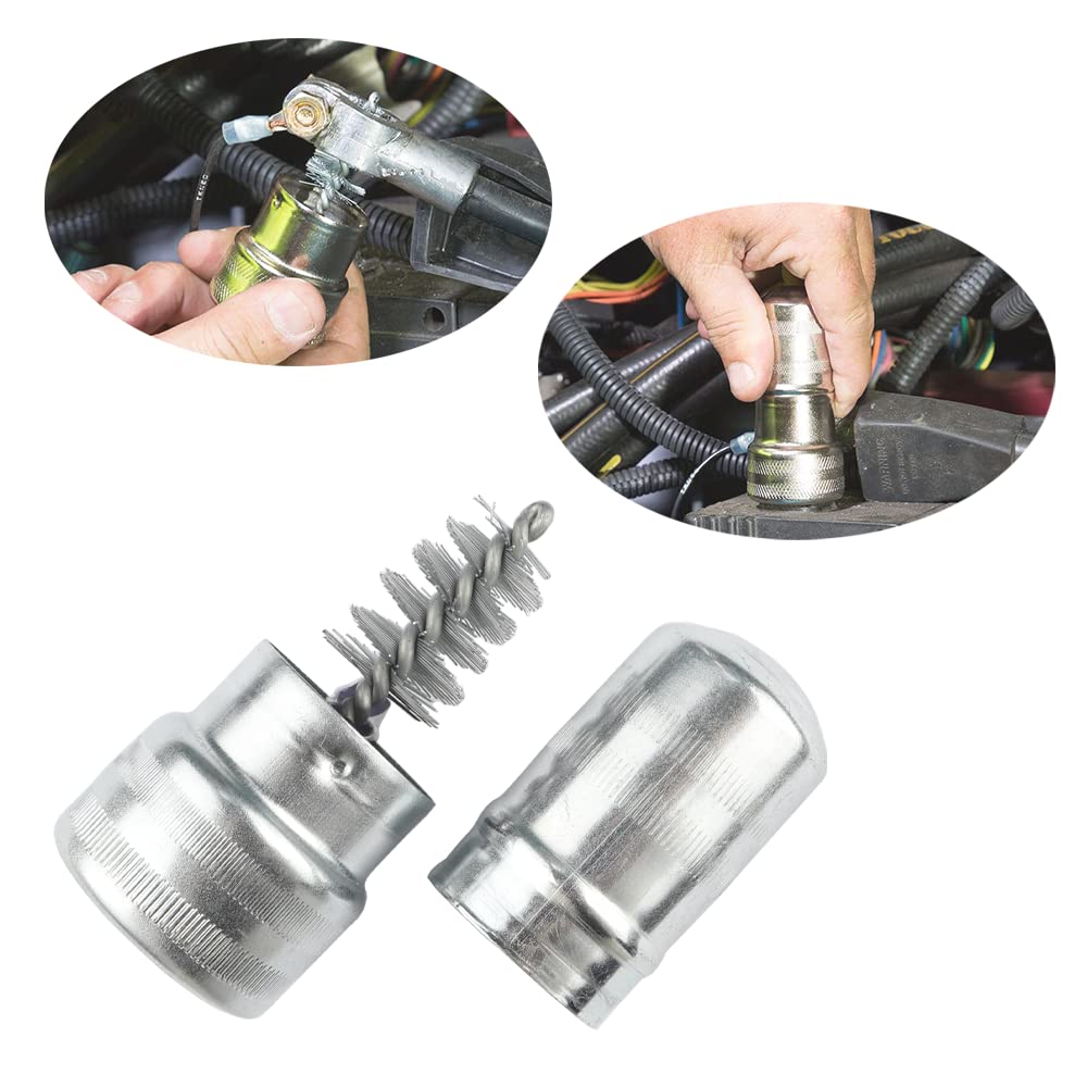 12 in 1 Battery Terminal Cleaner Kit - Must Have Tool Best for Extend Car Marine Battery Life with 10PCS Fiber Washers Protector and 2PCS Cleaning Brush