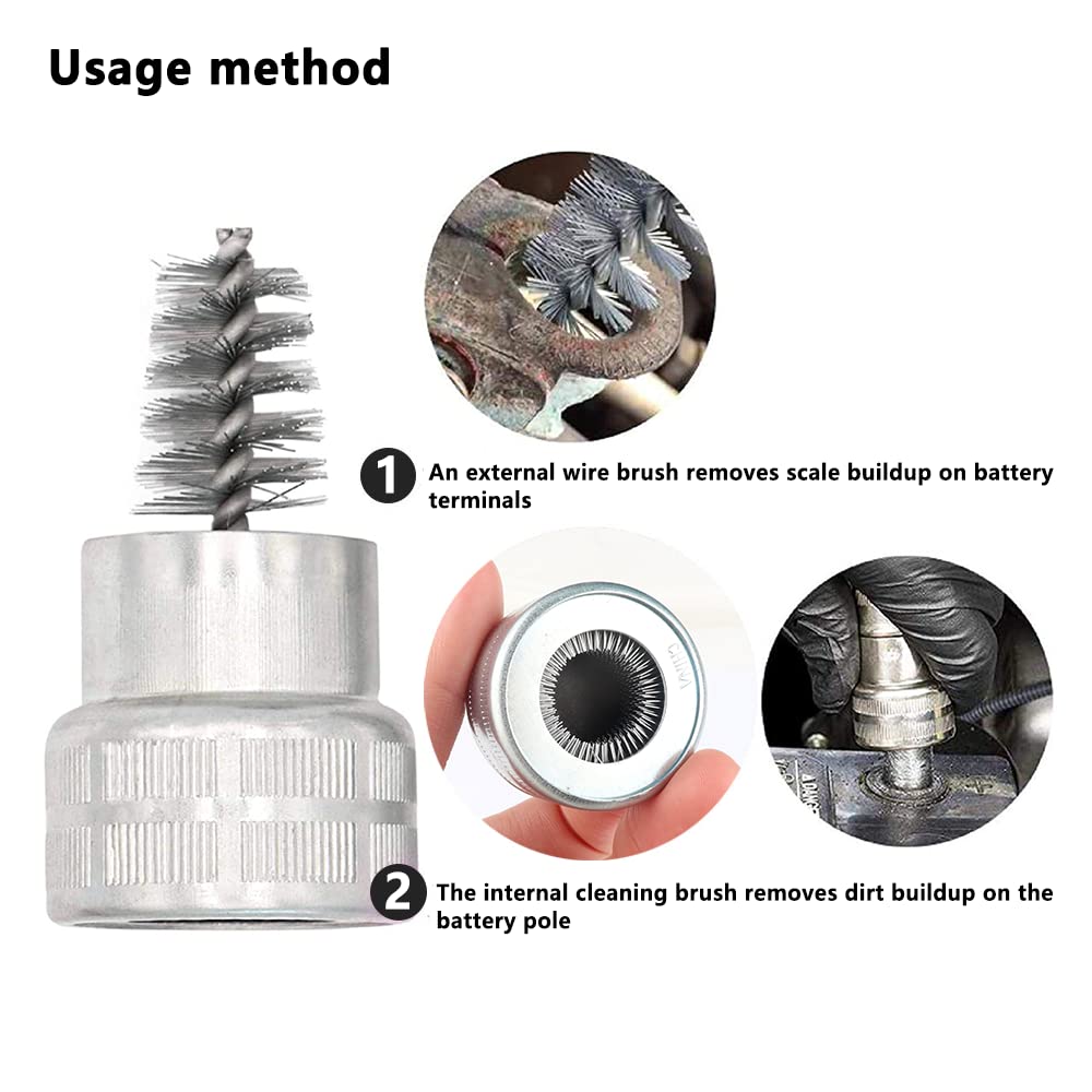 12 in 1 Battery Terminal Cleaner Kit - Must Have Tool Best for Extend Car Marine Battery Life with 10PCS Fiber Washers Protector and 2PCS Cleaning Brush
