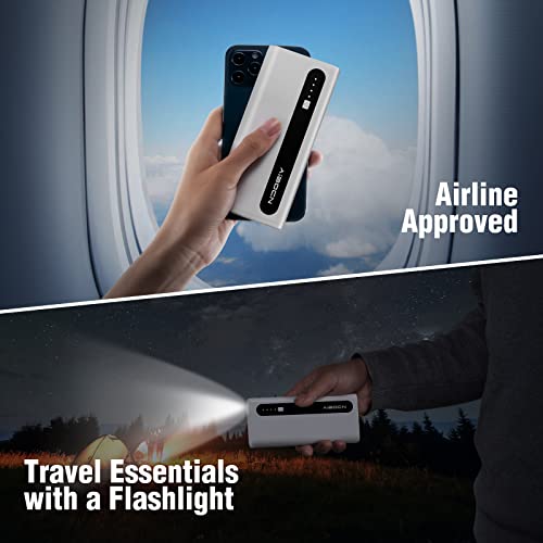 Aibocn Power Bank 10,000mAh Phone Portable Charger with Flashlight (White+Black)