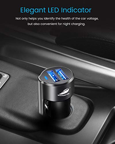Dual USB Car Charger, SOMOSTEL 3-in-1 Emergency Safety Escape Tool Window Breaker Seat Belt Cutter Compatible for iPhone 11 Pro/Max/X/XR,Samsung Galaxy S10 S9 S8 Plus Note 9,LG,Moto,iPad,Google Pixel