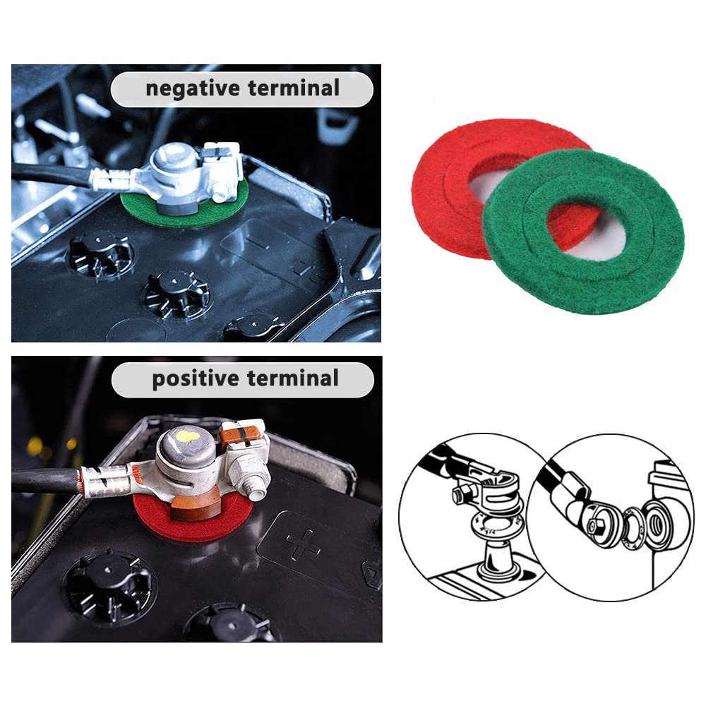 12 in 1 Battery Terminal Cleaner Kit - Must Have Tool Best for Extend Car Marine Battery Life with 10PCS Fiber Washers Protector and 2PCS Cleaning Brush