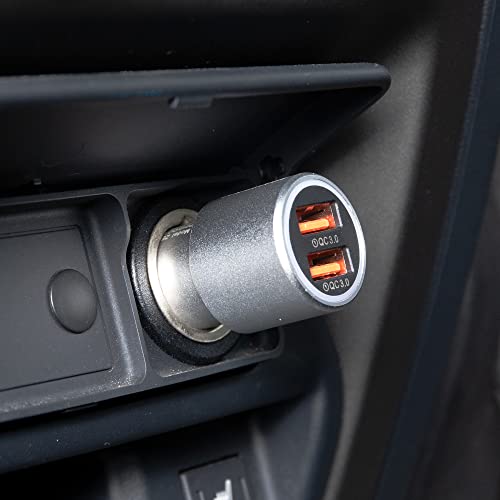 Wyssay Fast Mini Charger,36W Metal Car Charger Adapter, Dual Port USB Automobile Chargers Compatible with iPhone 13 12 11 Pro Max 8 Plus 7 6s, Samsung Galaxy S21/10/9/8/7,iPad (Sliver-2QC3.0)