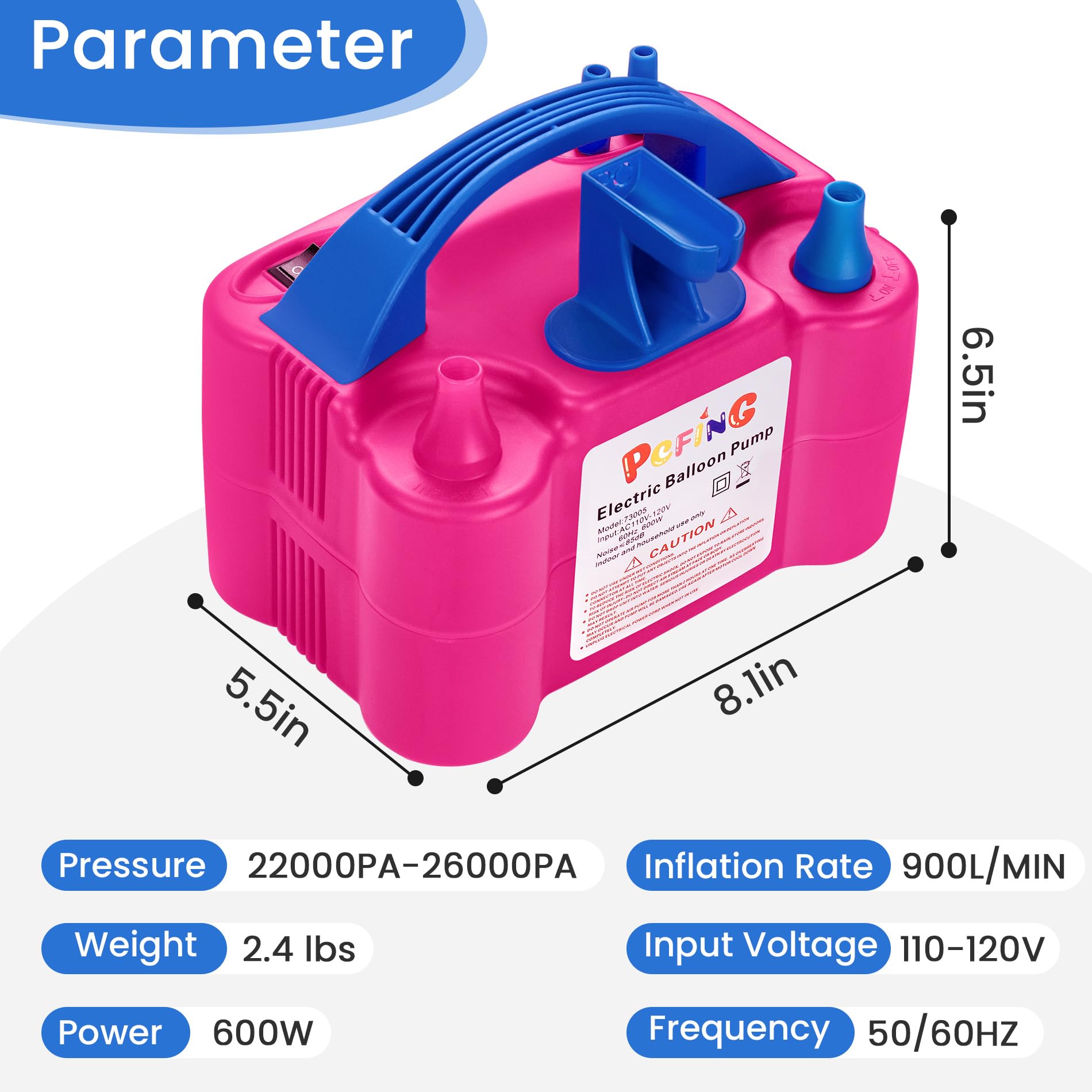 PCFING Electric Air Balloon Pump and Balloon Tying Tool in One,110V 600W Portable Dual Nozzles Electric Balloon Inflator for Party with Extra Accessories