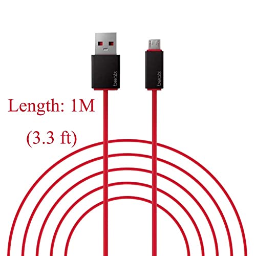 Original Replacement AUX Audio Cable Cord for Beats by Dre Headphones Solo/Studio/Pro/Wireless/Mixr with MIC Black(Discontinued by Manufacturer)+Replacement Charger Cable for Beats by Dr Dre and Pill