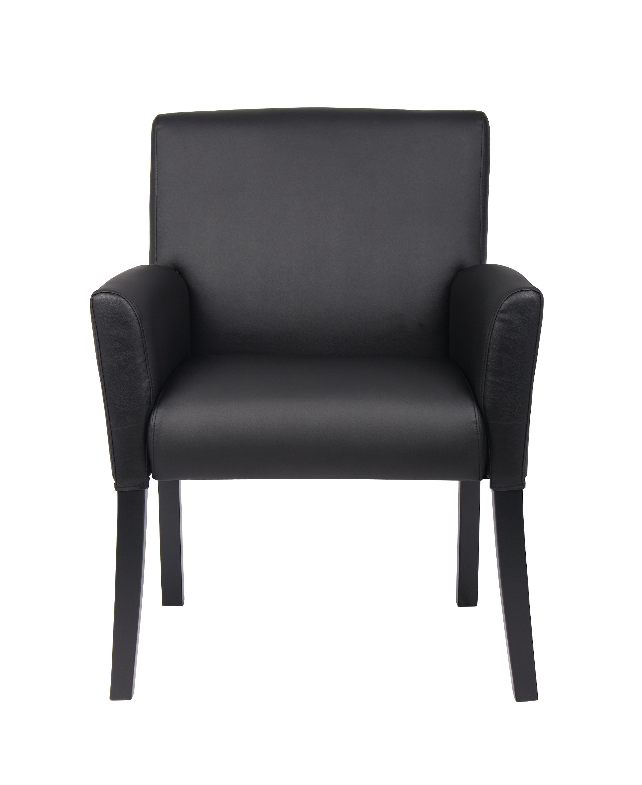 Boss Office Products Executive Box Arm Chair with Mahogany Finish in Black