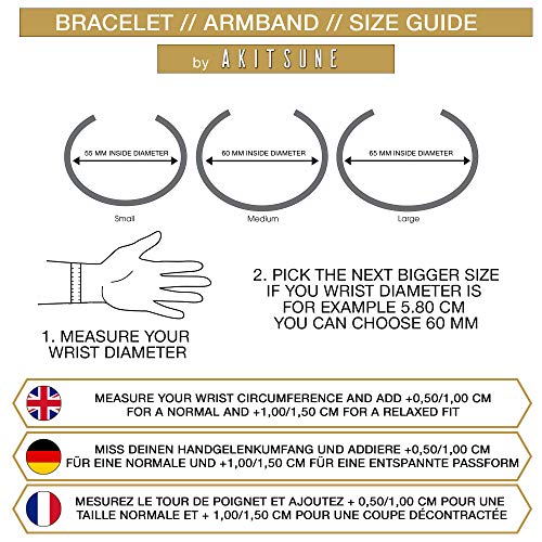Akitsune Orbis Bangle | Damascus Antique Arm Jewelry Women Mens Stainless Steel Bracelet Rustic - Brass 65mm