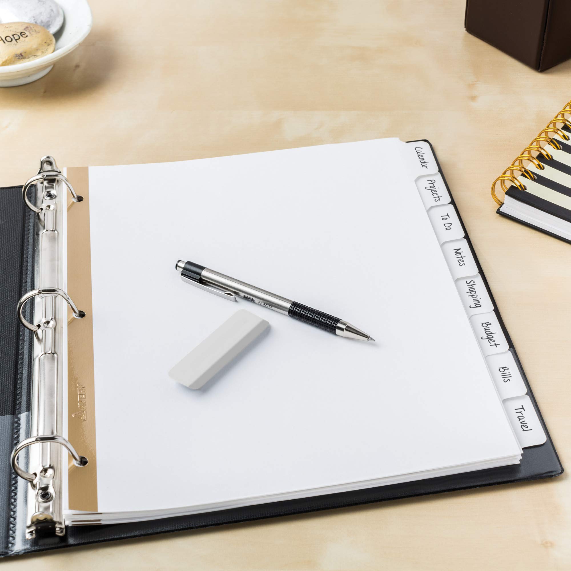 Avery 8-Tab Binder Dividers, Write & Erase White Big Tabs, 1 Set (23078)