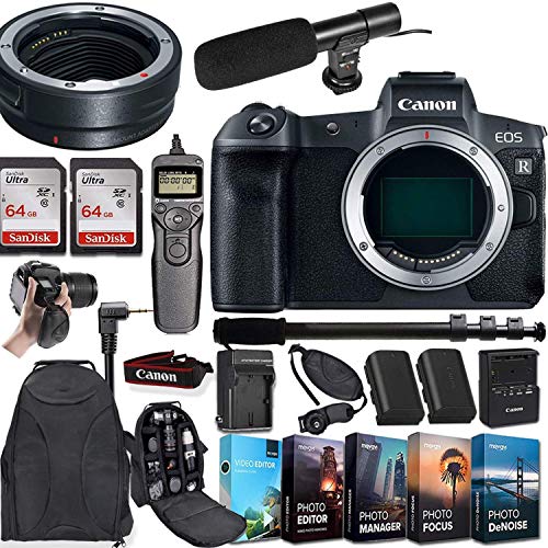 Canon EOS R Mirrorless Digital Camera (Body Only) and Mount Adapter EF-EOS R Bundled + Deluxe Accessories